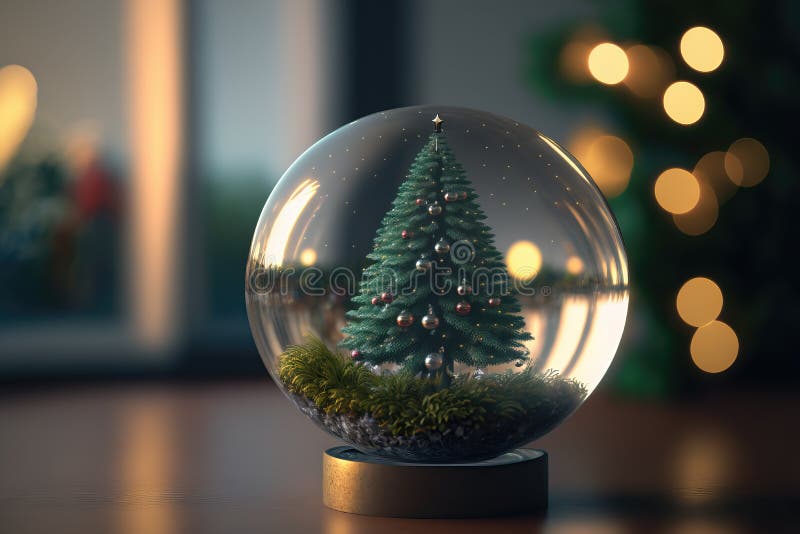 Glass Sphere with Christmas Tree in it, Illustration Stock Illustration ...