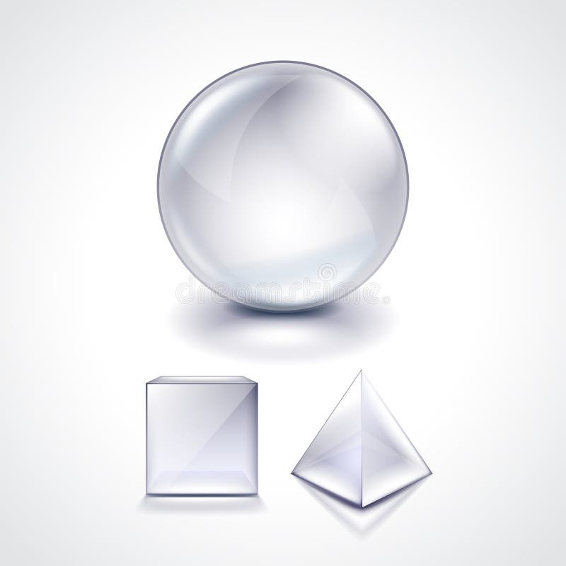 Glass Sphere, Cube and Pyramid Vector Illustration Stock Vector ...