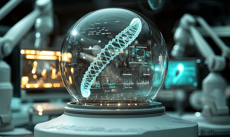 A Glass Sphere with a DNA Strand Inside of it. the Sphere Ai Stock ...