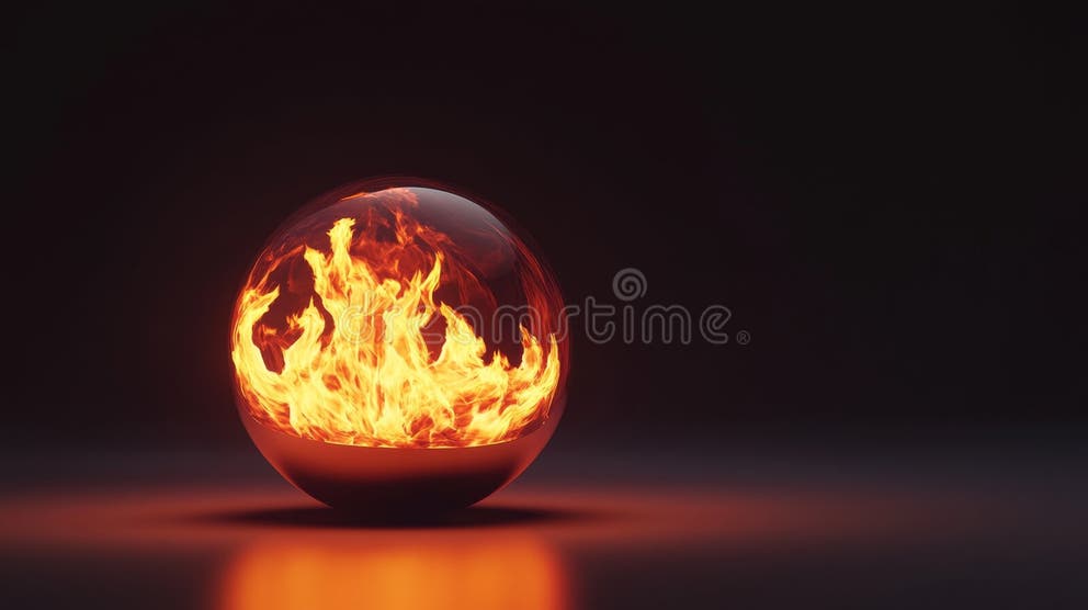 Glass Sphere Fire 3D Render, Flame Orb, Abstract, Digital Art, Fireball ...
