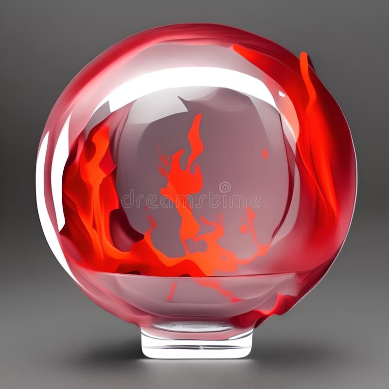 Glass Sphere with Fire Element Inside, Generative AI Illustration Stock ...
