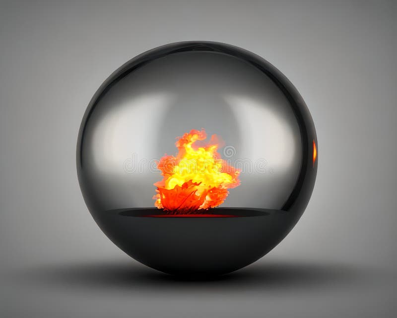Glass Sphere with Fire Element Inside, Generative AI Illustration Stock ...