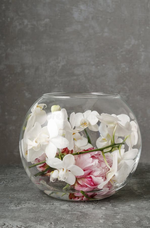 Glass Sphere with Floral Arrangement Inside Stock Image - Image of ...