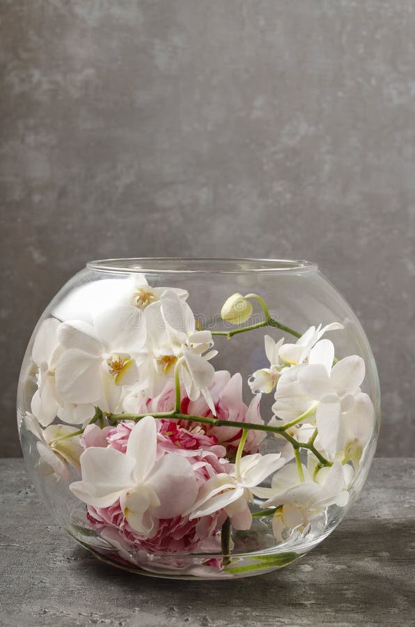 Glass Sphere with Floral Arrangement Inside Stock Image - Image of ...