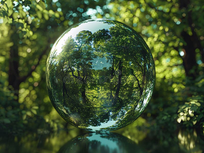 Glass Sphere on Forest Background Stock Illustration - Illustration of ...