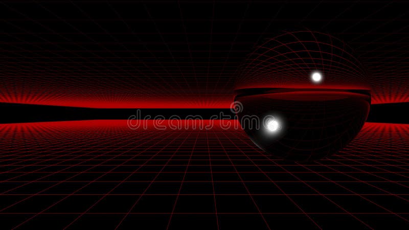 Glass Sphere in Futuristic Red Grid in Black Space - 3D Rendering ...