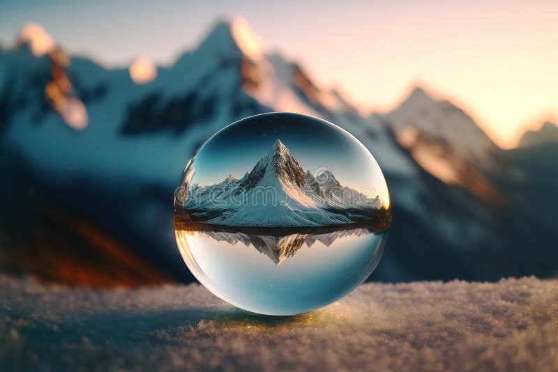 A Glass Sphere with Mountain in Winter Stock Illustration ...