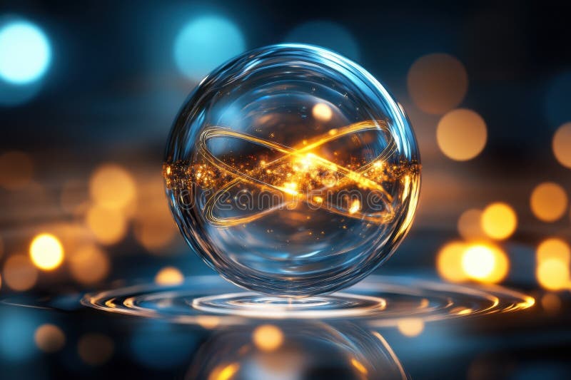 A Glass Sphere with Glowing Patterns and Soft Reflections Creates an ...
