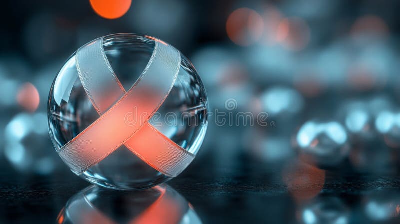 Glass Sphere with Red Cross Mark on Dark Background Stock Illustration ...