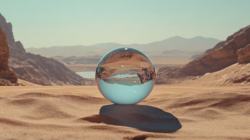 Glass Sphere Reflecting Desert Landscape Stock Illustration ...