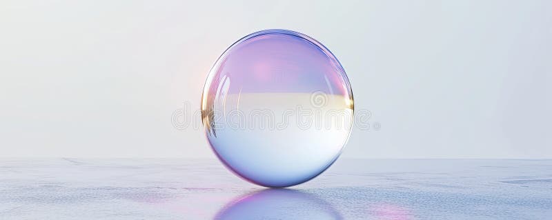 Glass Sphere on Reflective Surface with Pastel Gradient Colors ...