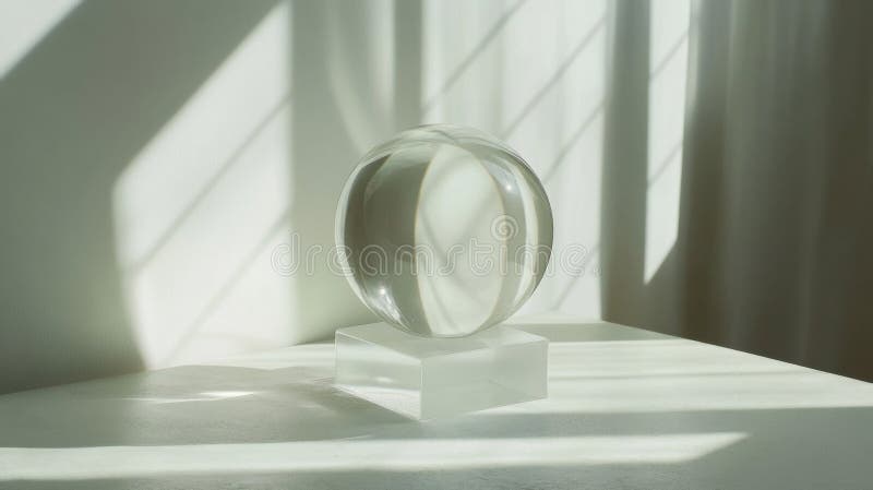 Glass Sphere Resting on a White Square Base Stock Illustration ...