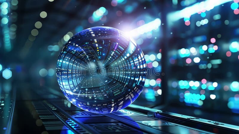 Glass Sphere Showing Server Room Reflecting Big Data Concept Stock ...
