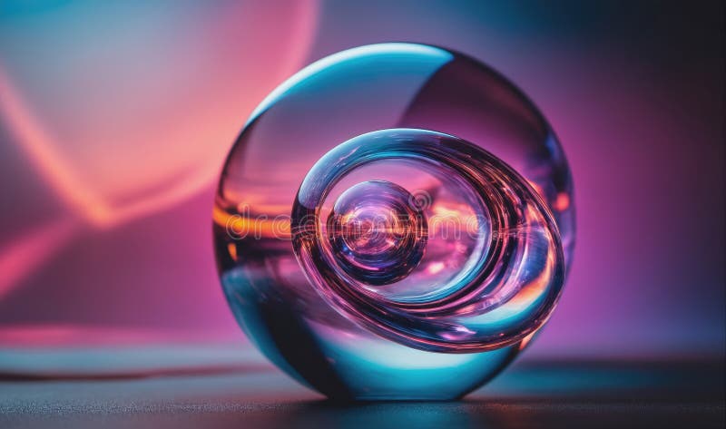 A Glass Sphere with a Smaller Sphere Inside Sits on a Surface Stock ...