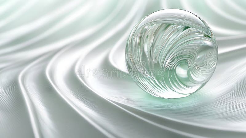Glass Sphere on Soft White Fabric Waves Stock Illustration ...