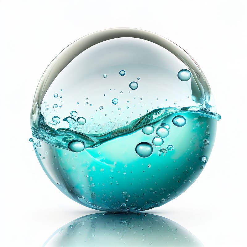 Glass Sphere with Splashing Water Inside Stock Illustration ...
