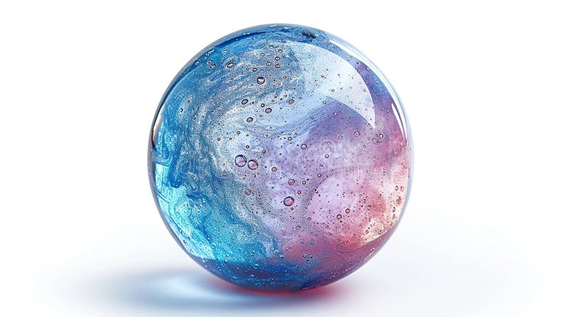 A Glass Sphere with a Swirling Pattern of Blue, Pink, and White Paint ...