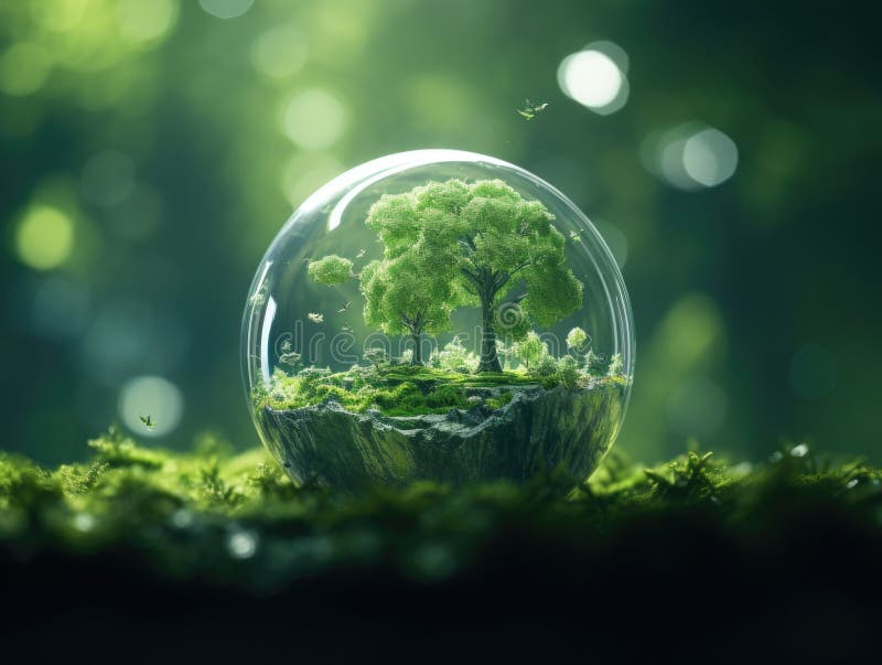 A Glass Sphere with a Tree Inside of it Stock Photo - Image of nature ...