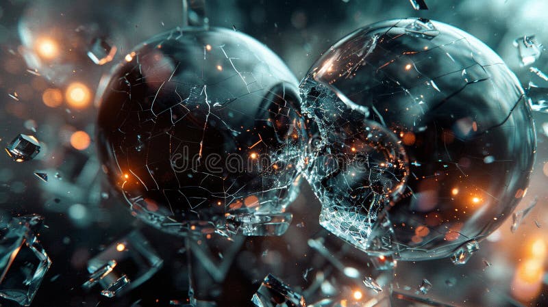 An Abstract Visualization of Two Glass Spheres Colliding in a Dramatic ...