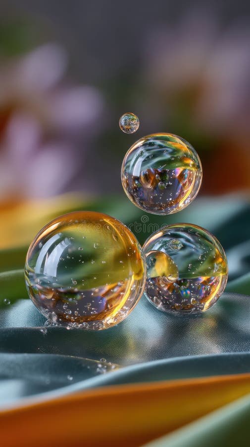 Glass Spheres Reflecting Color on a Silky Surface Abstract Art ...