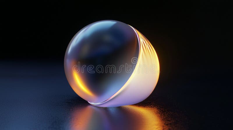 Glass Spheres Reflecting Golden Light on Dark Background Stock ...