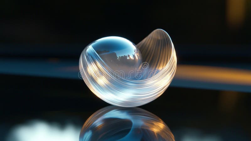 Glass Spheres Reflecting Golden Light on Dark Background Stock Image ...