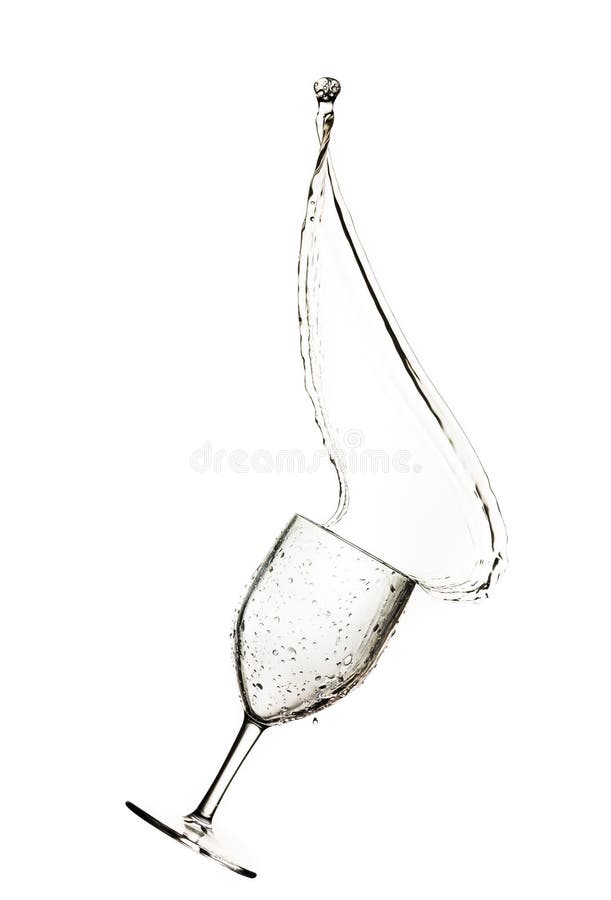 Glass with Spilling Water Splash. Side View. on White Background Stock ...