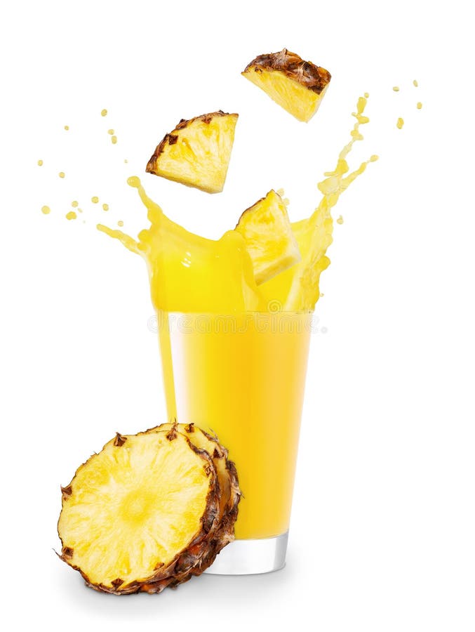 Glass Of Splashing Pineapple Juice Stock Image - Image of spill, piece ...