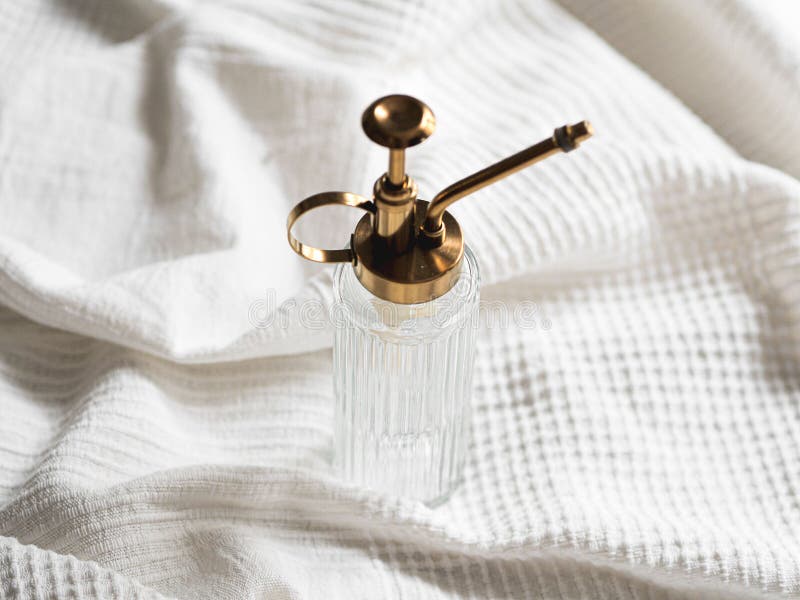 Glass Spray Perfume on a White Cloth Stock Image - Image of clean ...