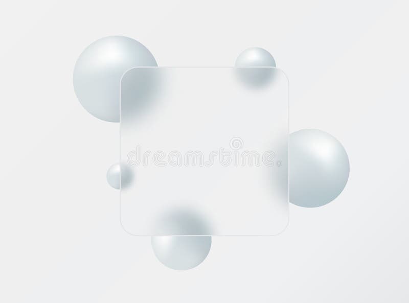 Glass Square Banner with Glass Overlay Effect with 3D Balls in Silver ...