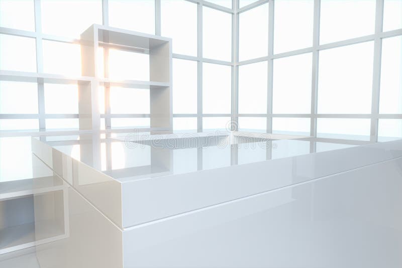 Glass Squares and Empty Room with White Background,3d Rendering Stock ...