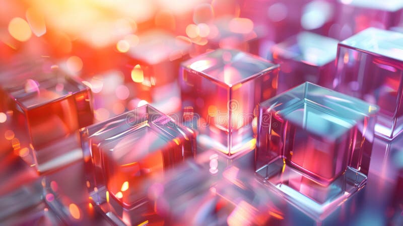 Glass Squares Rotation on Light Background - Abstract 3D Animation Loop ...