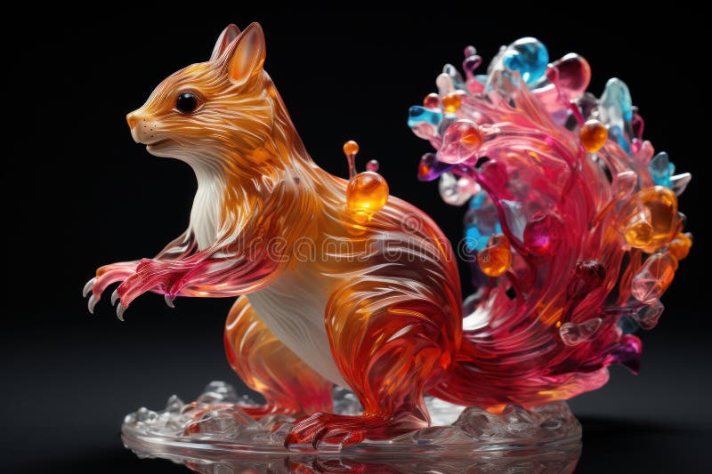 Glass Squirrel, Work of Art for Design and Decoration. Stock ...