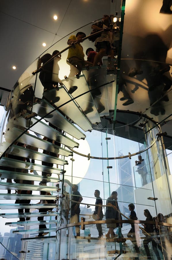 Glass stair in Apple store editorial photography. Image of brand - 23137927