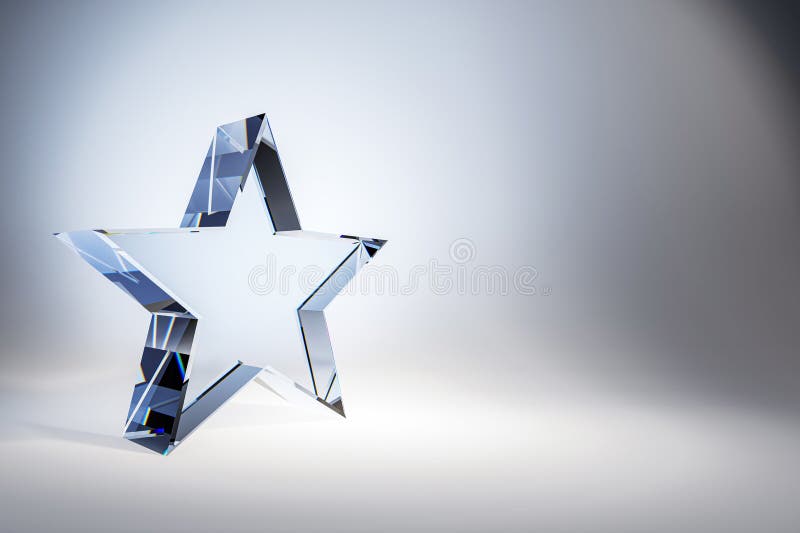 Glass Star Award on Light Gradient Background. 3D Rendering Stock ...