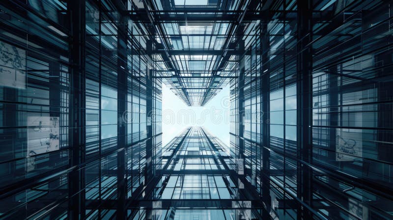 Glass and Steel Frame Structure, Symmetrical Composition Building ...