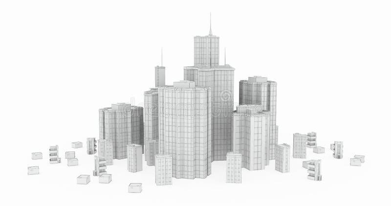 Glass and Steel, White Wireframe Models Stock Illustration ...