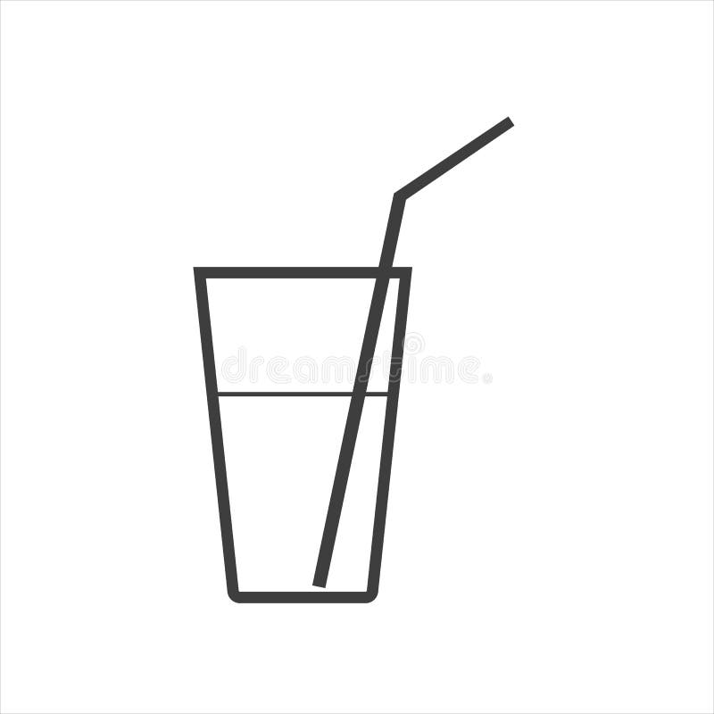 Glass with a Straw Icon on a White Background Stock Illustration ...