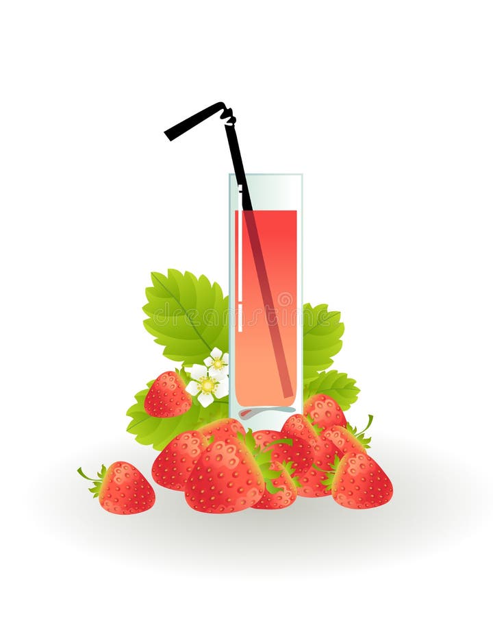 Strawberry juice stock vector. Illustration of glass - 60292162