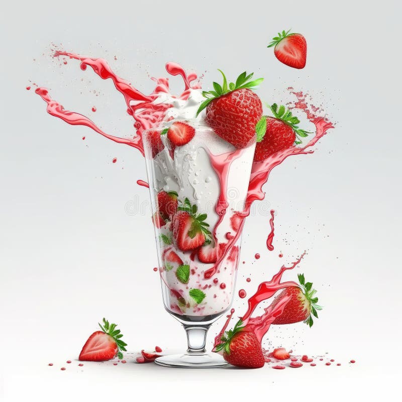 Glass of Strawberry Milkshake. Generative AI Stock Photo - Image of ...