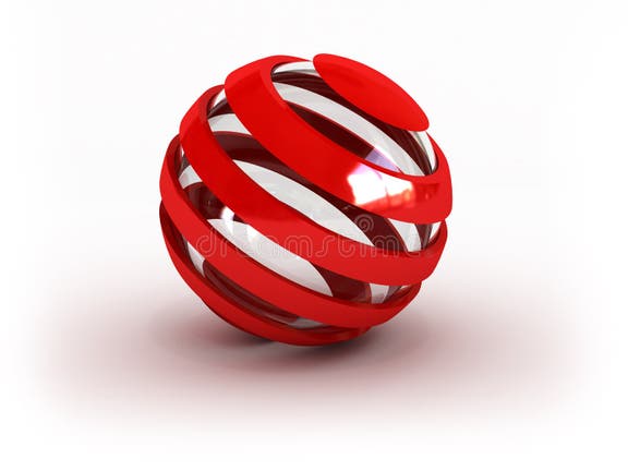 Glass striped red sphere stock illustration. Illustration of design ...