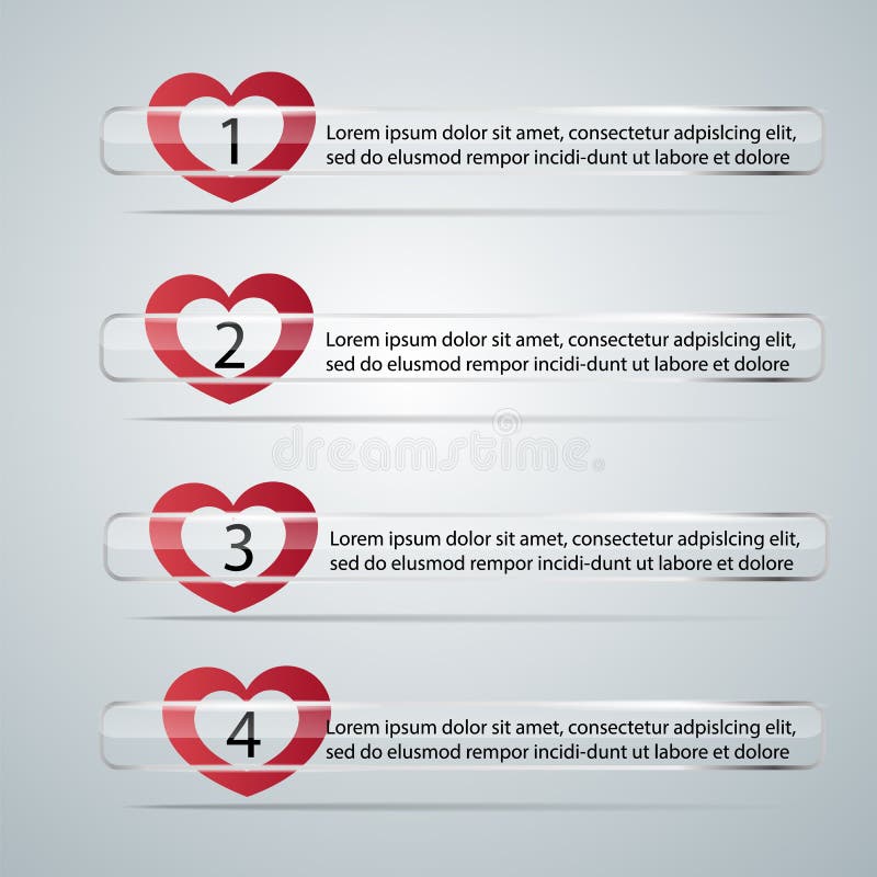 Glass Strips with Sliders in the Form of Heart. Transparent Labels ...