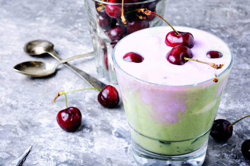 Ice Cream with Cherry Flavor Stock Photo - Image of delicious, berries ...