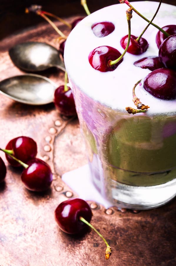 Ice Cream with Cherry Flavor Stock Photo - Image of sundae, candy ...