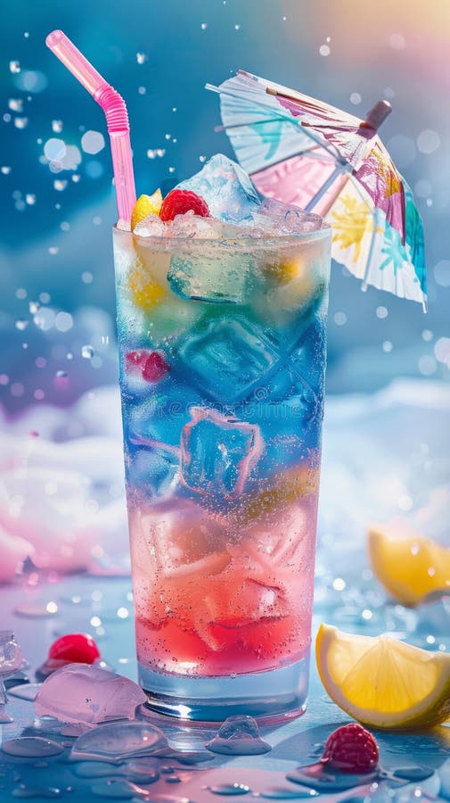 Glass of Summer Refreshing Drink with Ice, Summer Holidays and Fun ...