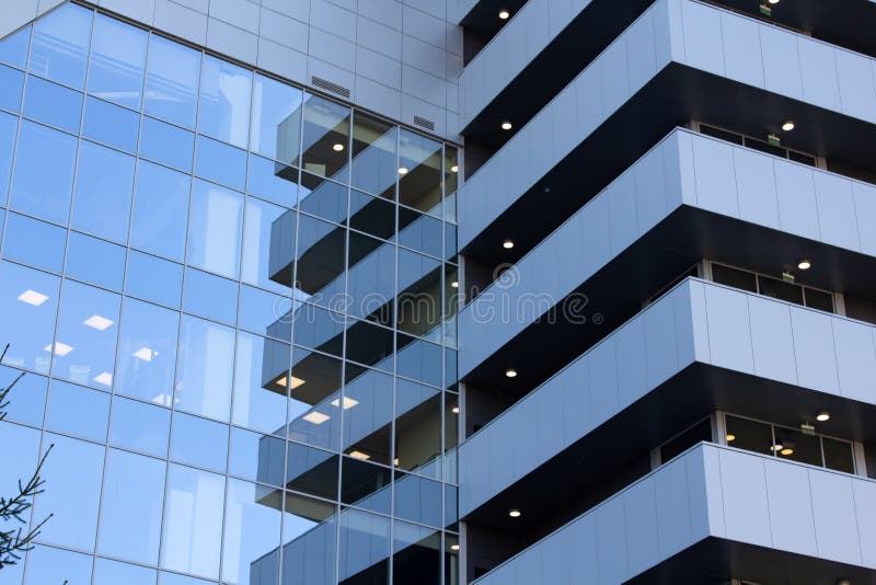 Glass Surface of Windows with Reflection in District Business Centers ...