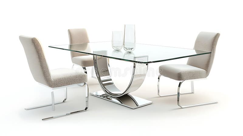 A Glass Table with Four Chairs Around it Stock Photo - Image of glass ...