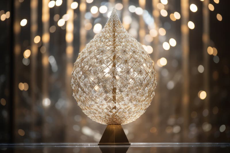 A Glass Table Lamp with Lights in the Background Stock Illustration ...