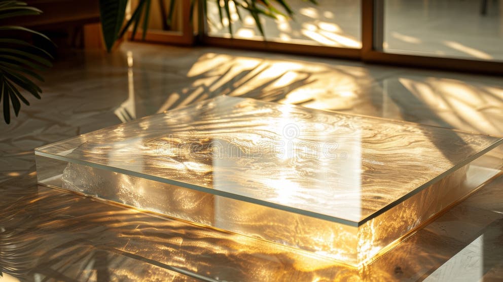 A Glass Table with a Reflection of Sunlight on it, AI Stock ...