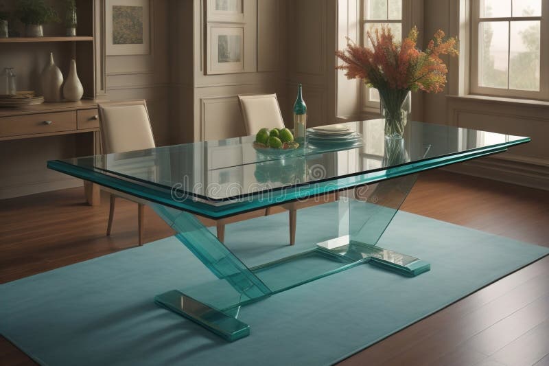 A Glass Table in a Room. Ai Generative Stock Illustration ...